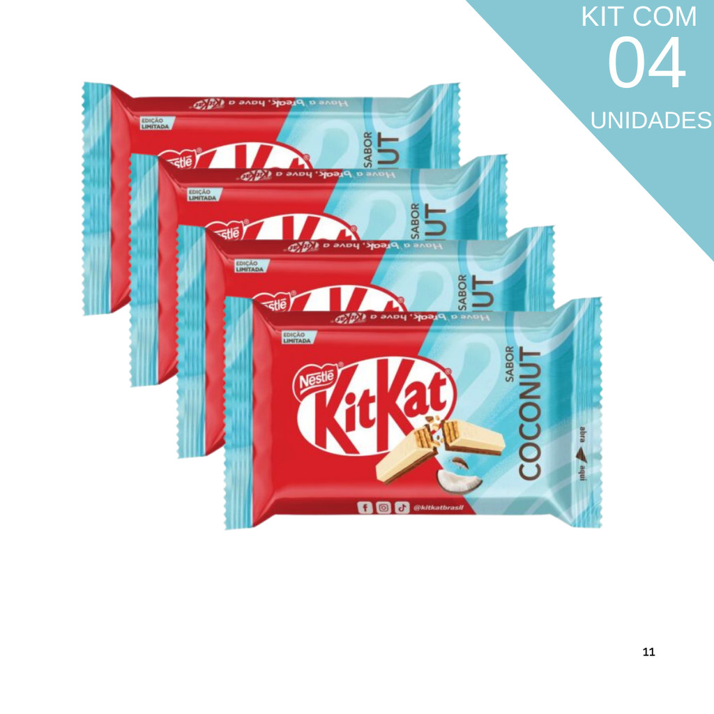 Kit Com 4 Chocolates kit kat Coconut Nestlé De 41,5g | Shopee Brasil