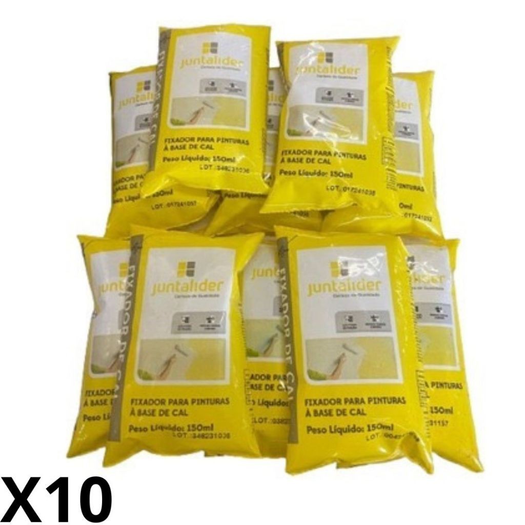 Kit 10 Fixador p/ Cal Sachê 150ml Juntalider Ideal para Pinturas a Base ...