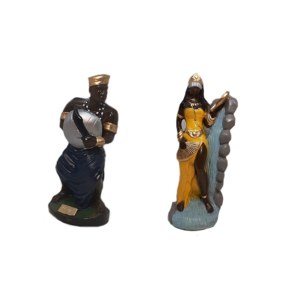 Escultura Estátua Estatueta Orixá Ogum E Oxum Candomblé Umbanda Altar ...