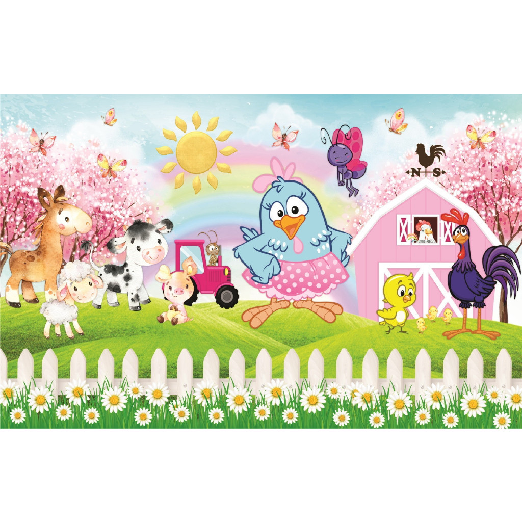 Painel em lona tema - Galinha Pintadinha Rosa | Shopee Brasil