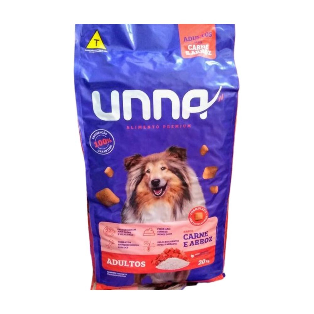 Ração UNNA Cães Adultos Carne e Arroz 20Kg | Shopee Brasil