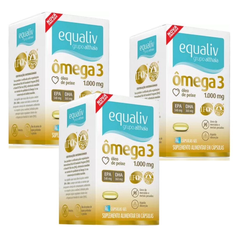 Kit C3 Suplemento Ômega 3 1.000mg DHA 360mg C180 - Equaliv | Shopee Brasil