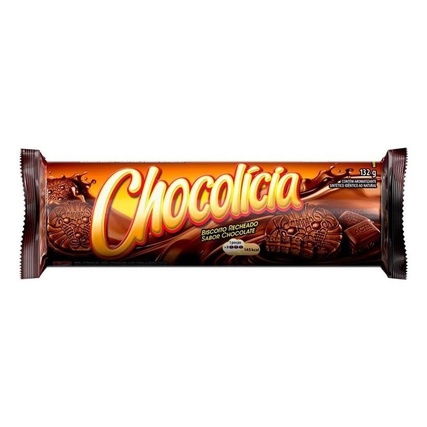 Biscoito Recheado Sabor Chocolate Chocolicia 132g | Shopee Brasil