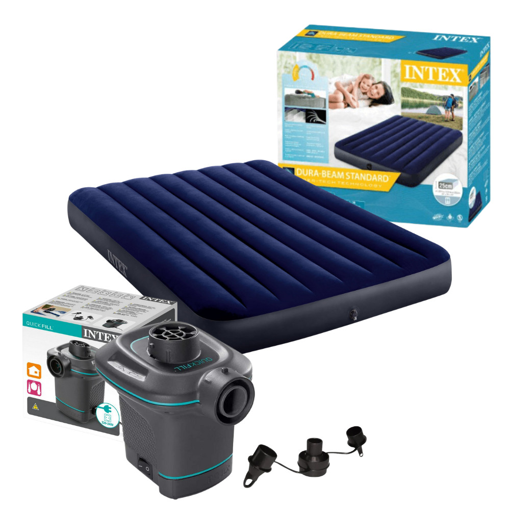 Colchão Inflável Casal Dura Beam Classic Downy Full Intex C/ Bomba de ...
