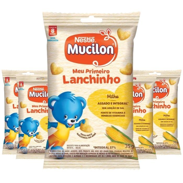 Biscoito Meu Primeiro Lanchinho Mucilon Milho contendo 5 unidades de ...