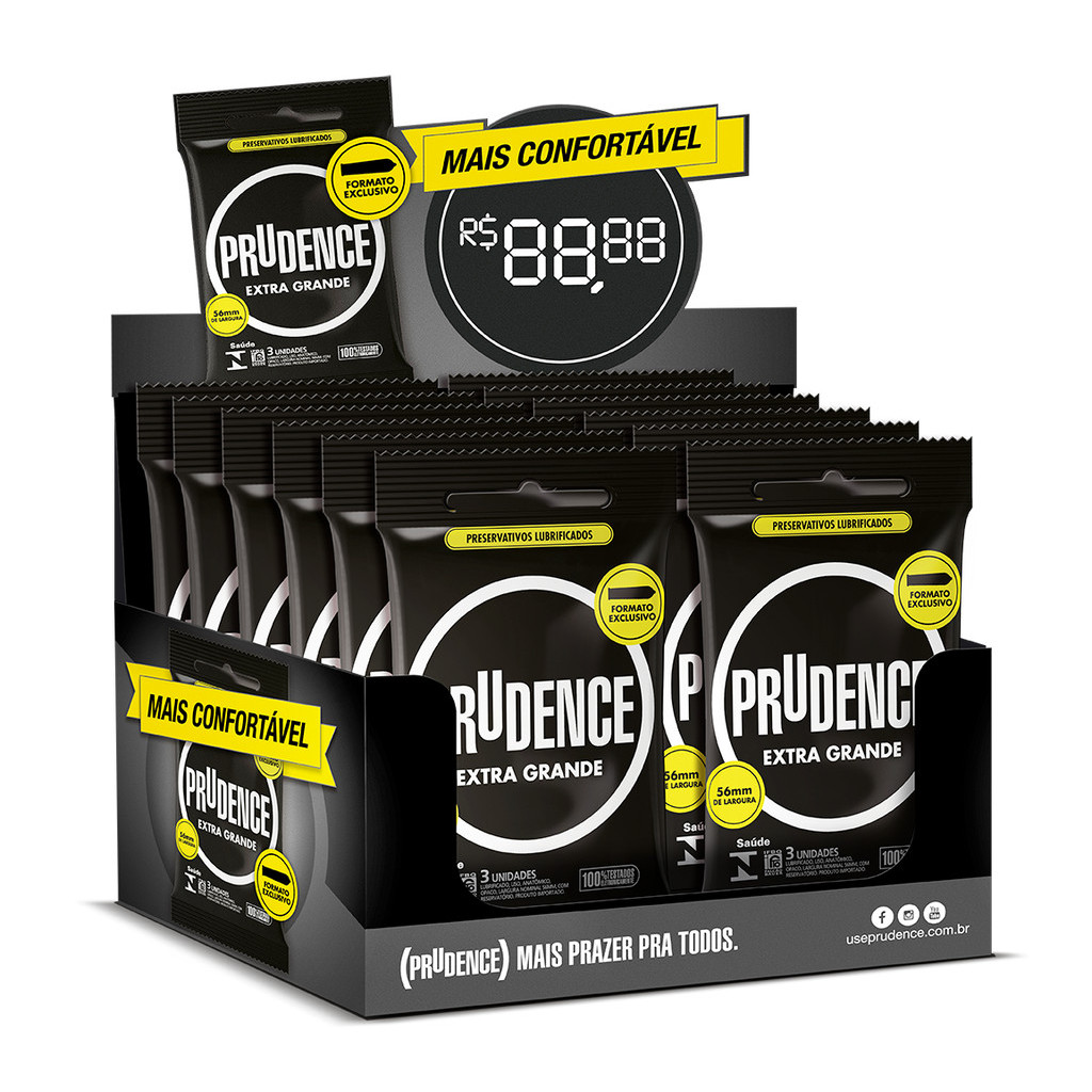 6 Cx Preservativo camisinha Extra Grande 56 mm Prudence c/ 3 total de ...