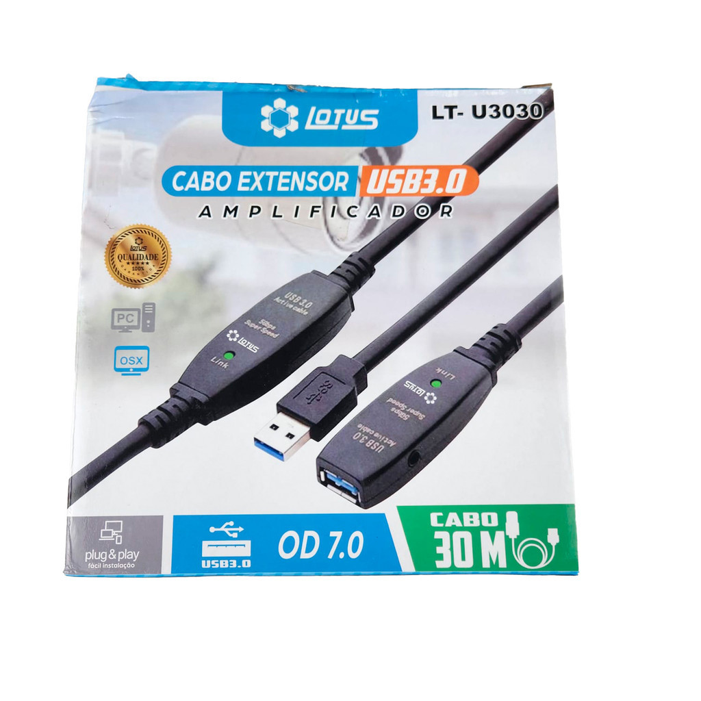 Cabo USB 3.0 Extensor 30 Metros Amplificador Extensão USB | Shopee Brasil