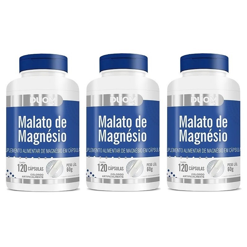 Kit 3 Malato de Magnésio com 120 cápsulas - Duom | Shopee Brasil
