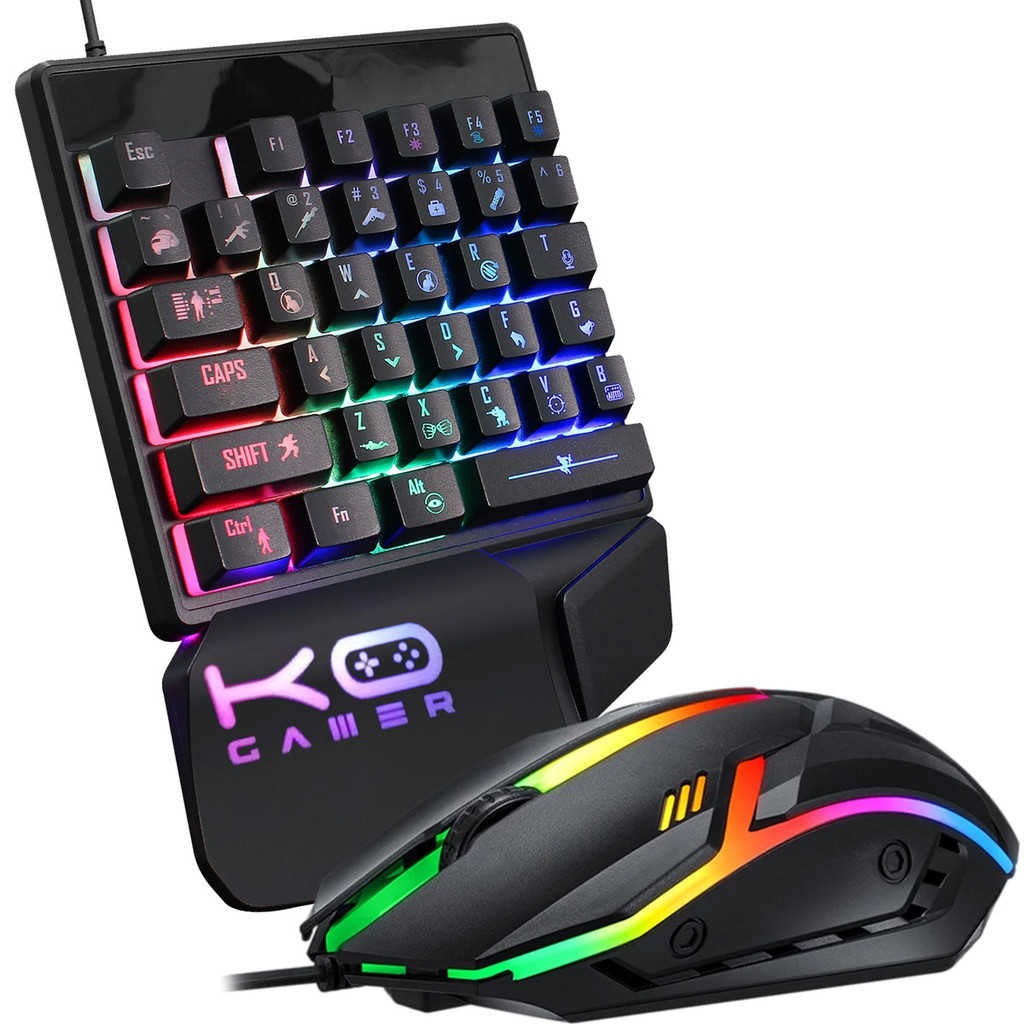 Kit Mouse Rato Gamer Led 7 Cores + Teclado Single Hand Uma Mão | Shopee ...