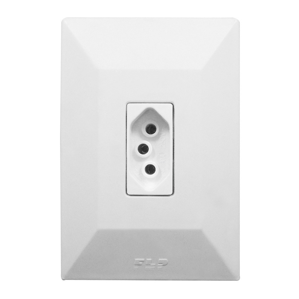 Kit 5 Tomada Simples 2p+t 10A Com Placa Espelho Branco Bivolt 127v e 250v Linha Dubai | Shopee ...