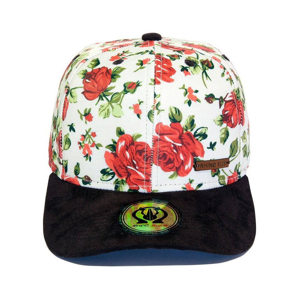 Boné RHINO SIZE Floral Aba Curva Marrom | Shopee Brasil