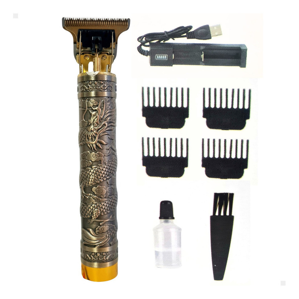 Barbeador Elétrico Barba Cabelo Dragão Modelo T9 Cor Dourado-escuro ...