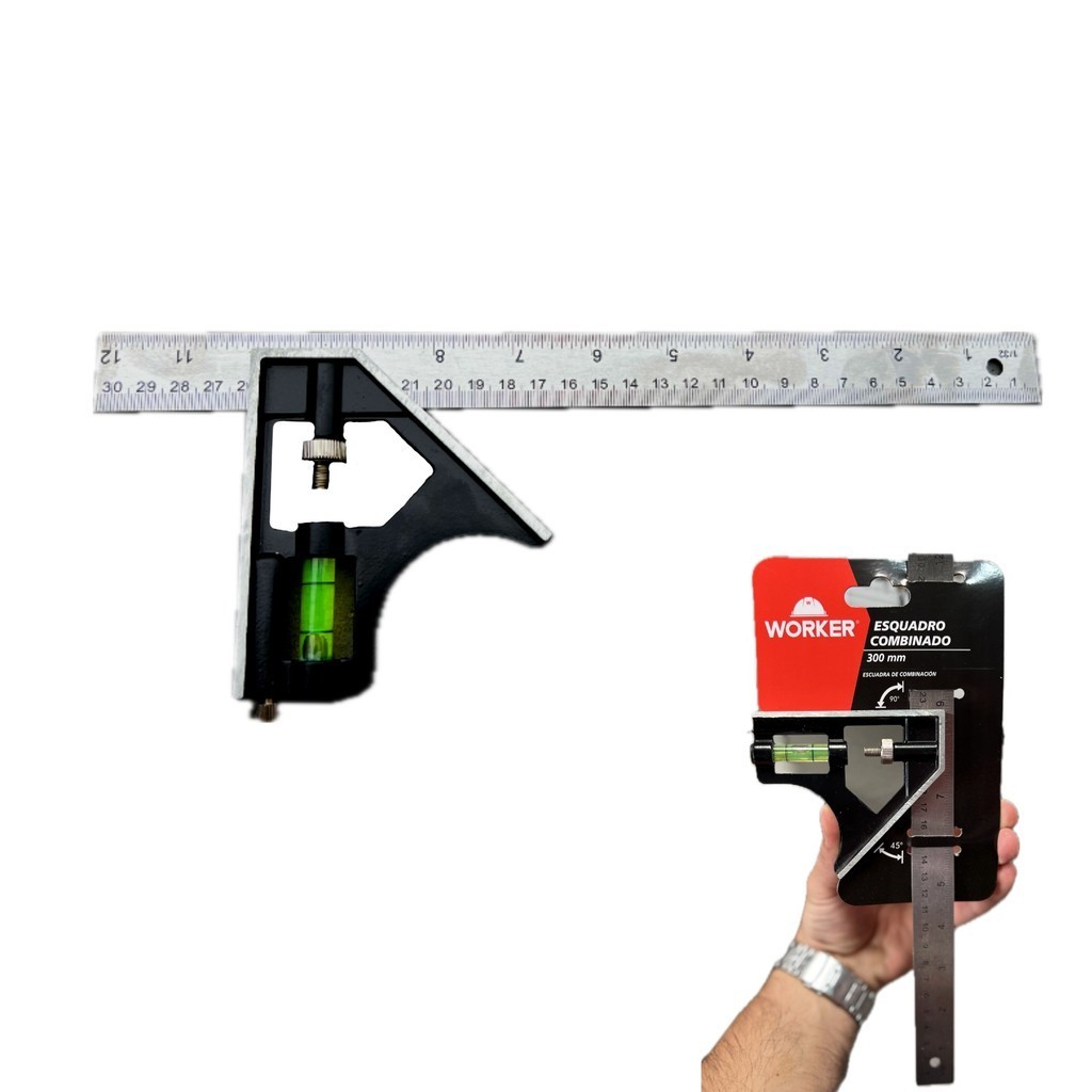 Esquadro Combinado Com Nível Ajustável Profissional Bolha | Shopee Brasil