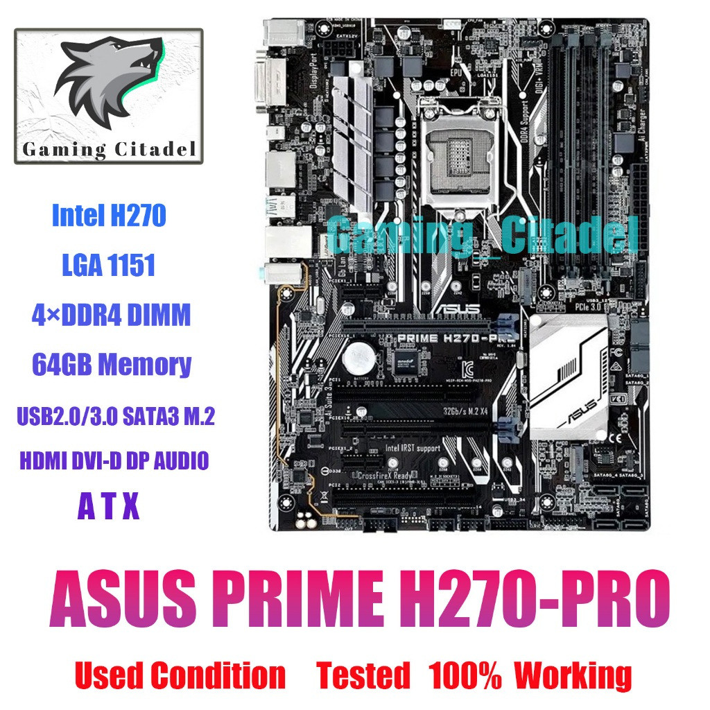 (Usado) Placa-Mãe ASUS PRIME H270-PRO ATX Intel H270 LGA1151 DDR4 SATA3 M . 2 Áudio HDMI ...