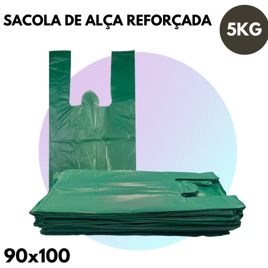 Sacola Plástica Reciclada Reforçada Verde 90x100 5kg | Shopee Brasil