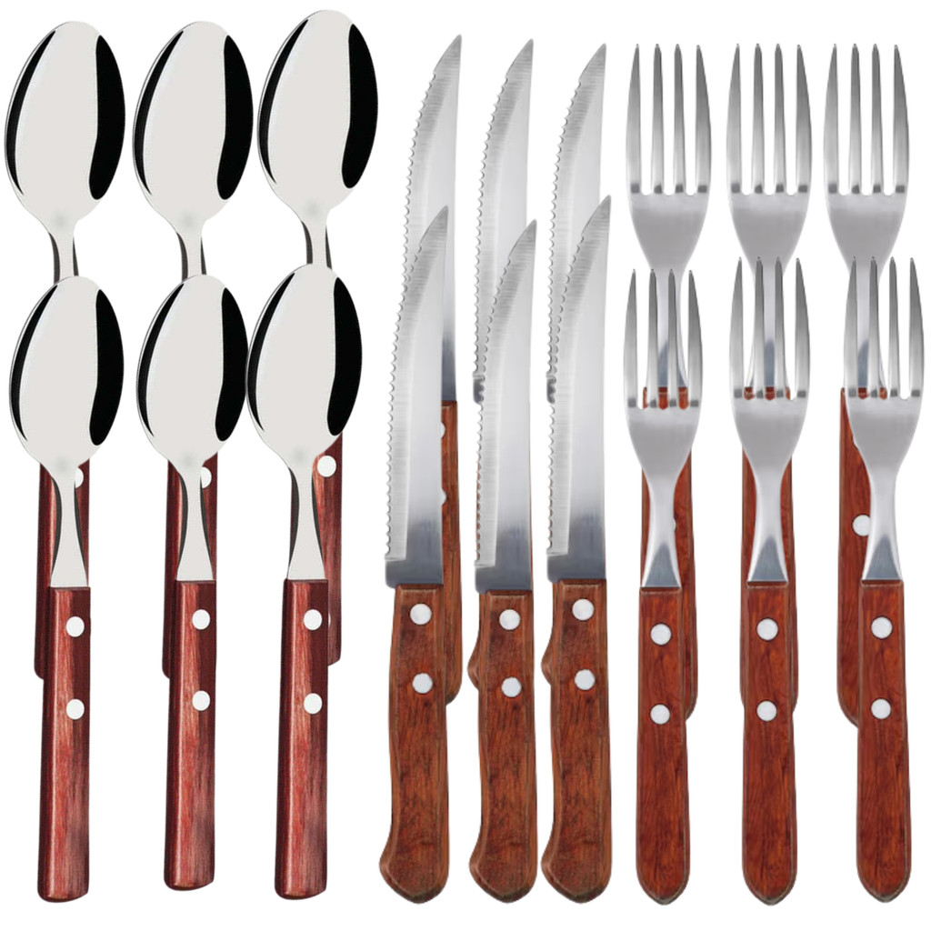 Jogo De Talheres Talher Madeira Jantar Almoço Sofisticado Astana C/ 18 ...