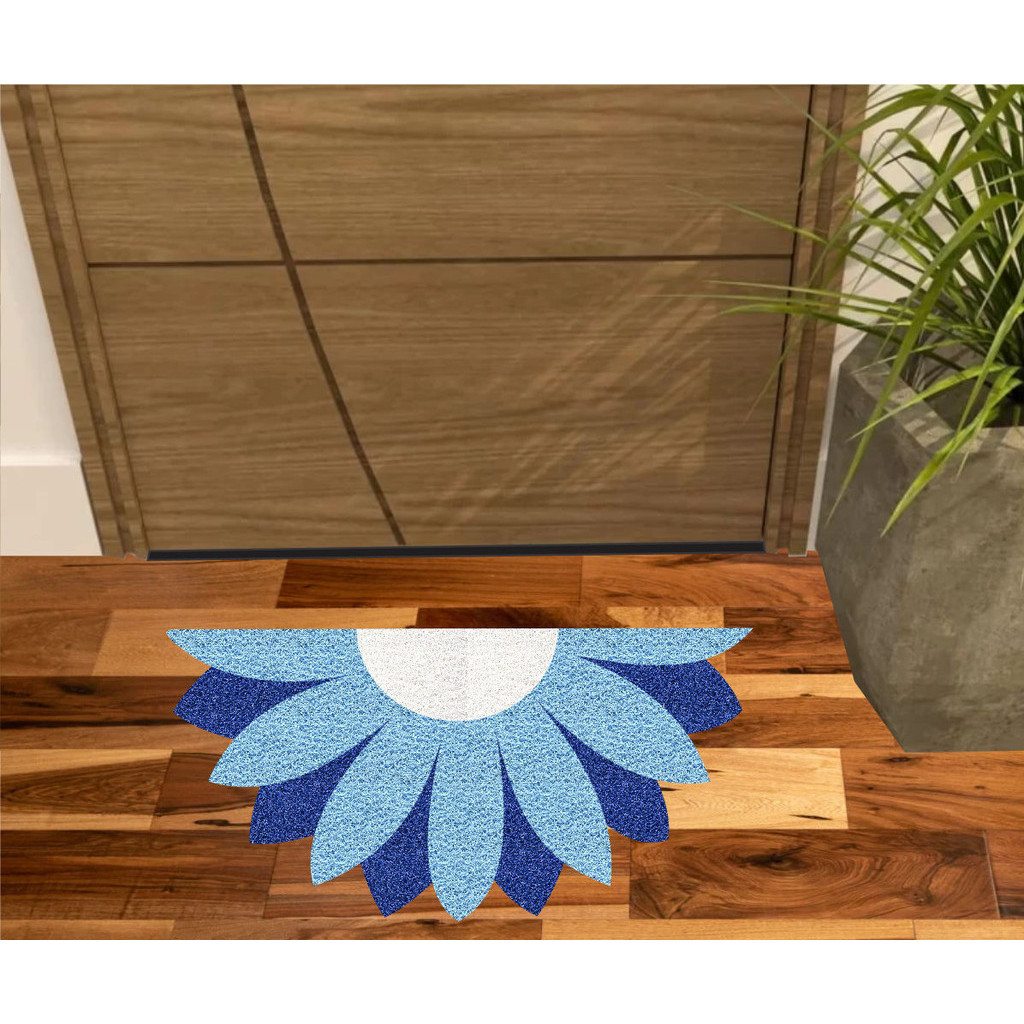 Capacho Tapete Flor Margarida Azul No Formato Para Salas Quartos e ...