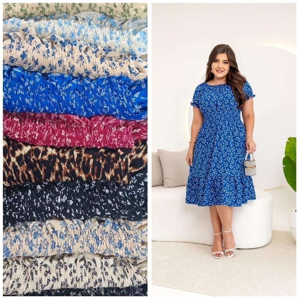 Vestido Midi Estampado Glend | Shopee Brasil