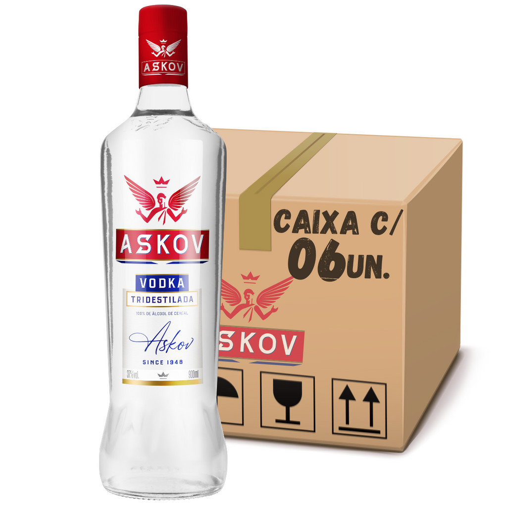 BEBIDA ASKOV VODKA CAIXA COM 6 UN DE 900ML | Shopee Brasil