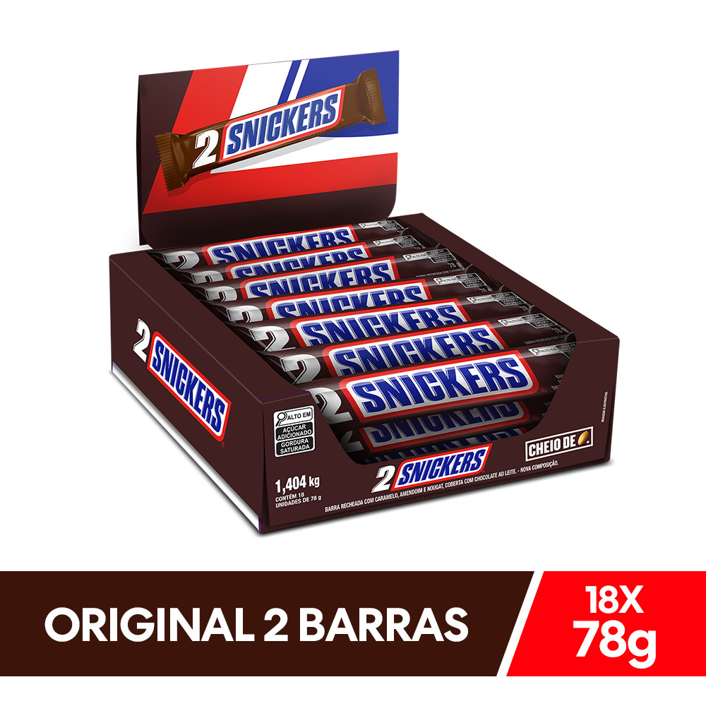Chocolate Snickers Original Duo 18 Unidades de 78g | Shopee Brasil