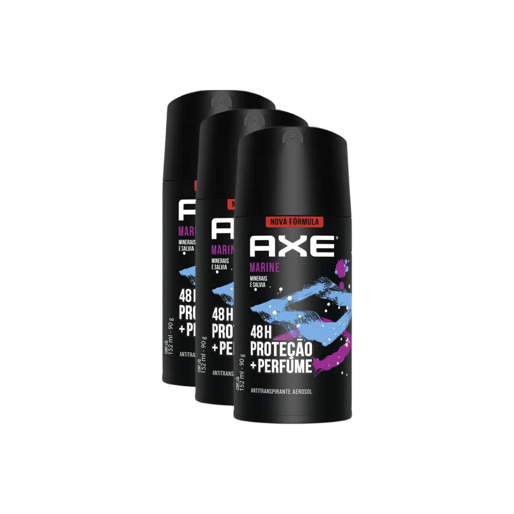 Kit 3 Desodorante Axe Marine Antitranspirante 48h 152ml | Shopee Brasil