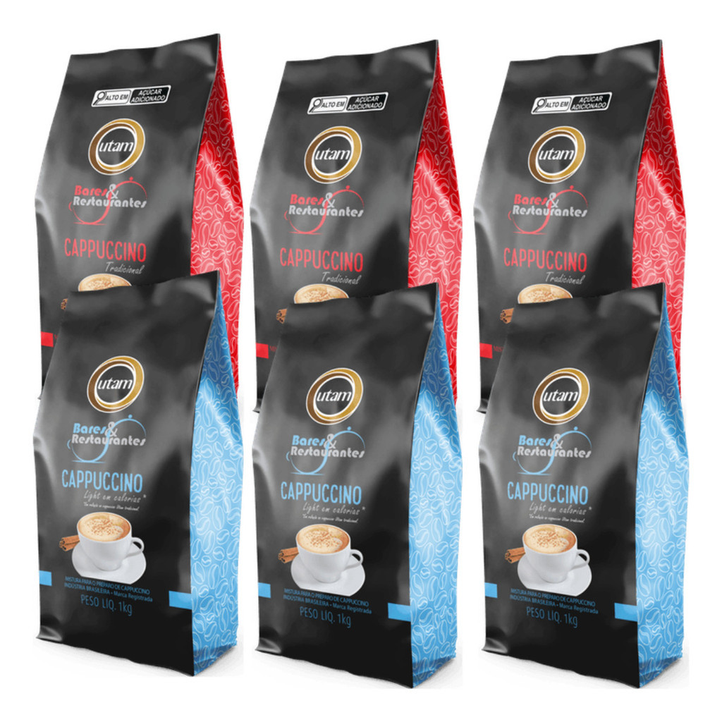 3 Capuccino Café Utam Light + 3 Cappuccino Tradicional 1kg | Shopee Brasil