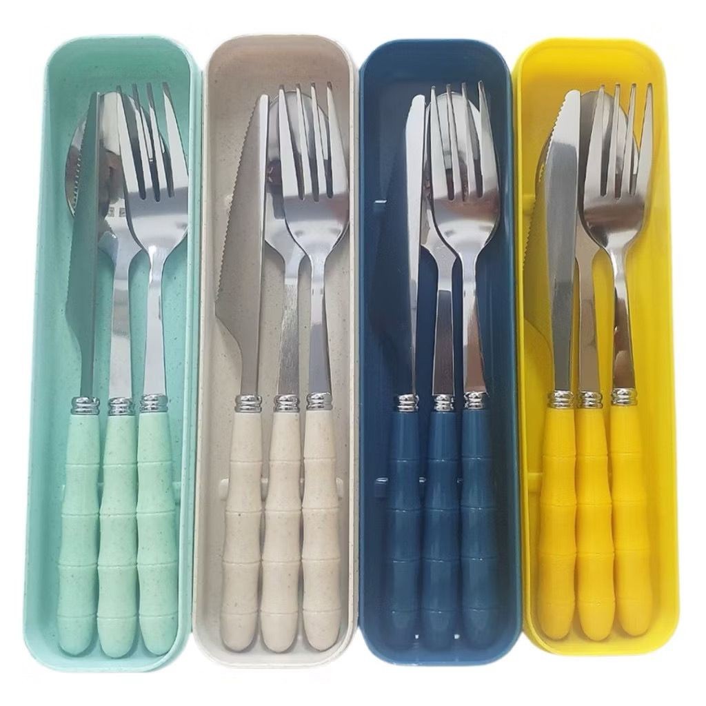 Kit Marmita Jogo de Talher com Case Estojo 3 peças trabalho | Shopee Brasil