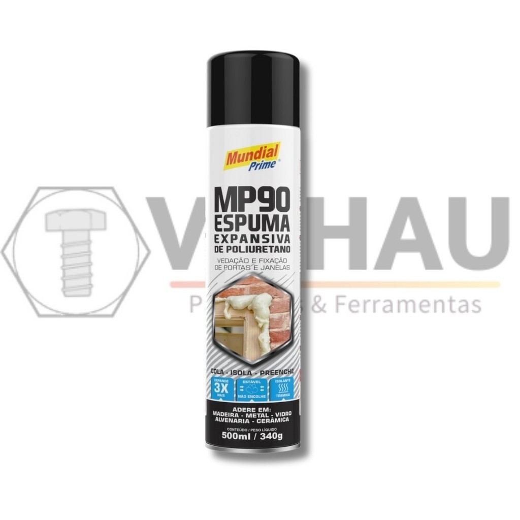 Espuma expansiva de poliuretano MP90 Mundial Prime para vedar e fixar portas e janelas 500Ml ...