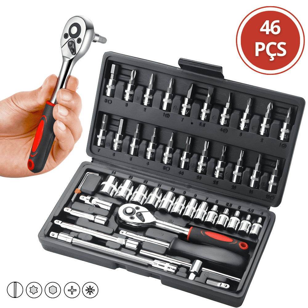 Maleta De Ferramentas Completa Jogo De Chave Catraca Kit Ferramenta ...