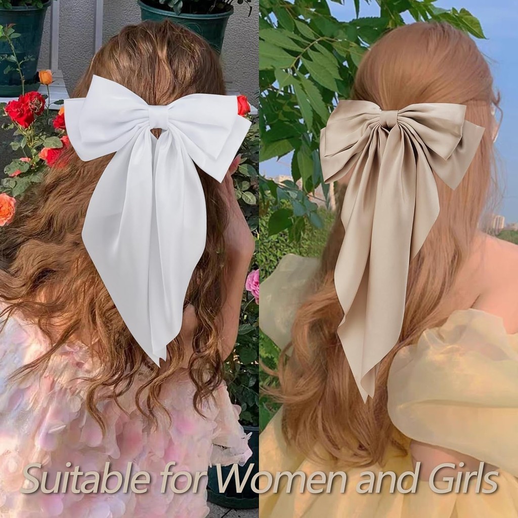 Elegante Clip De Cabelo Big Bow Ribbon Fashion Simples Sólido Satin ...