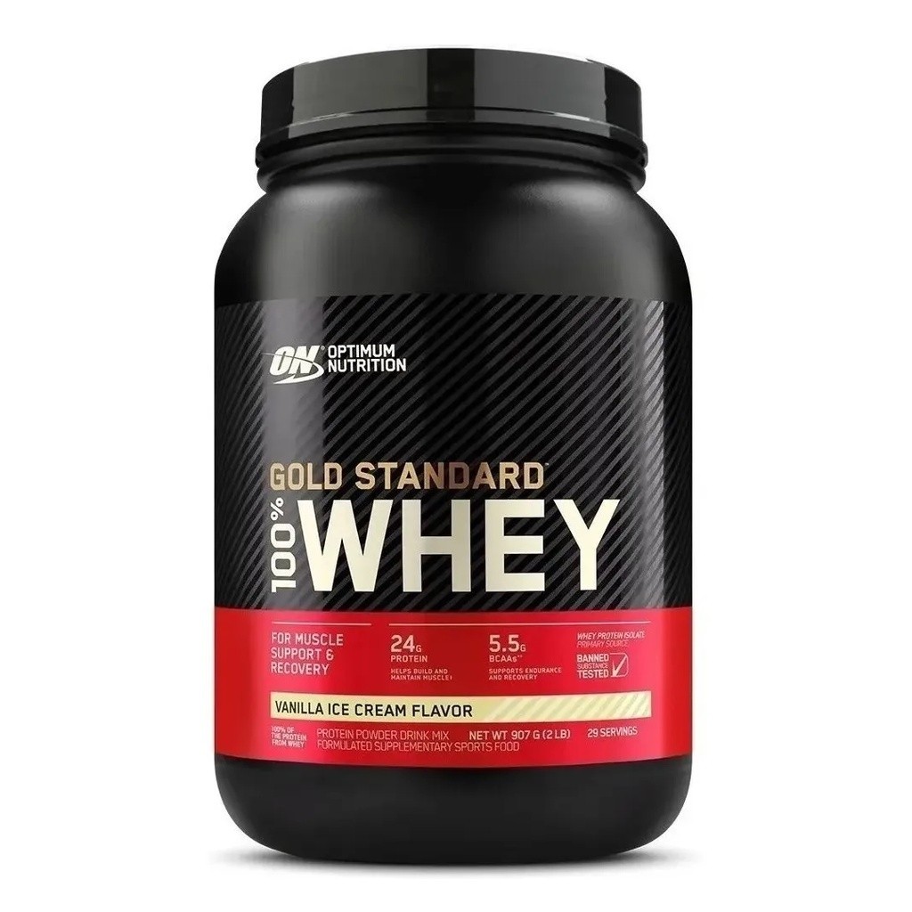 100% Whey Protein Gold Standard 907g Novo rótulo Baunilha Optimum ...
