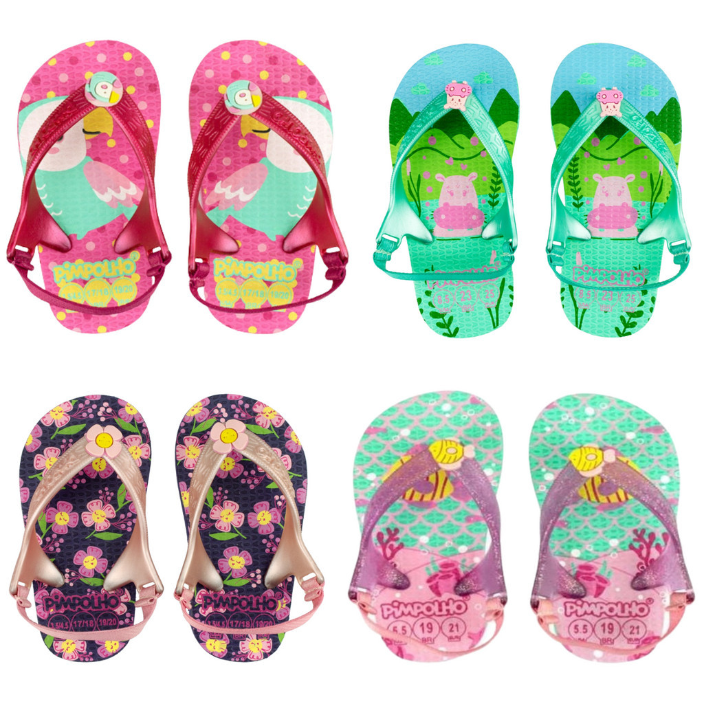 Sandália Chinelo Praiana Bebê Infantil com Elástico Baby Menina ...