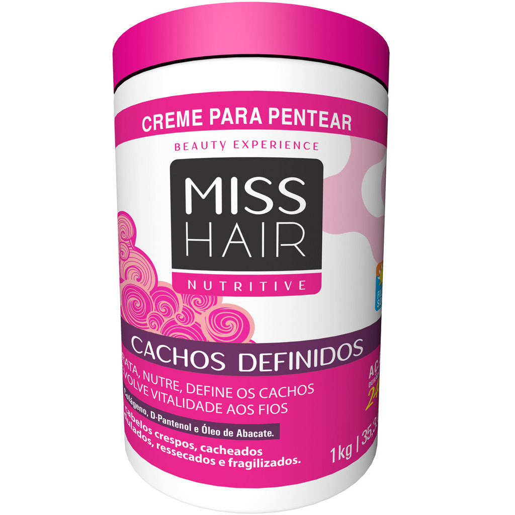 Creme Para Pentear Miss Hair Cachos Definidos Profissional 1Kg | Shopee ...