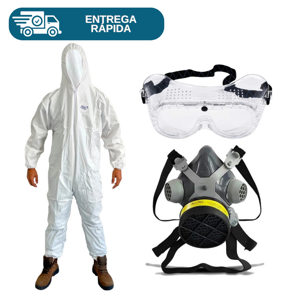 Kit Macacão TNT Pintura + Mascara Respirador Com 1 Filtro Alltec ...