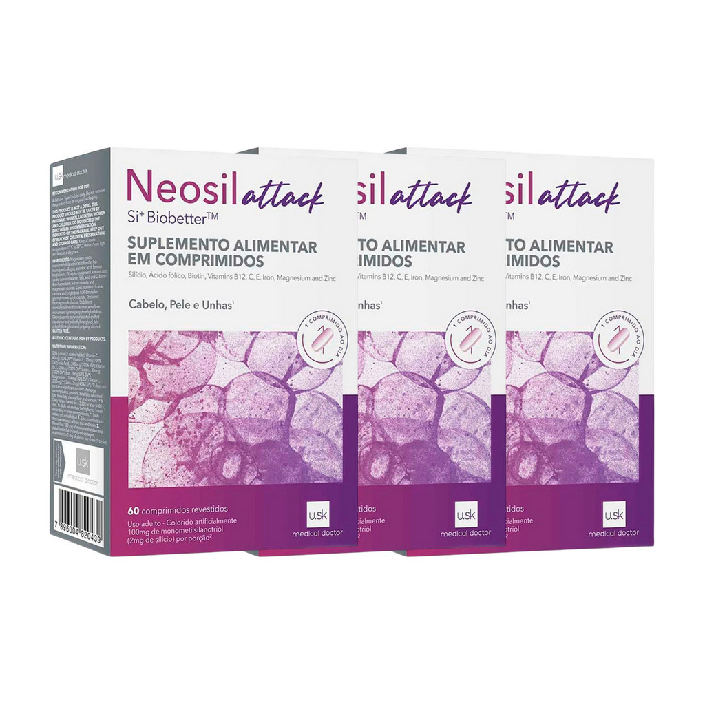 Kit 3 Neosil Attack Suplemento Alimentar - 60 Cápsulas | Shopee Brasil