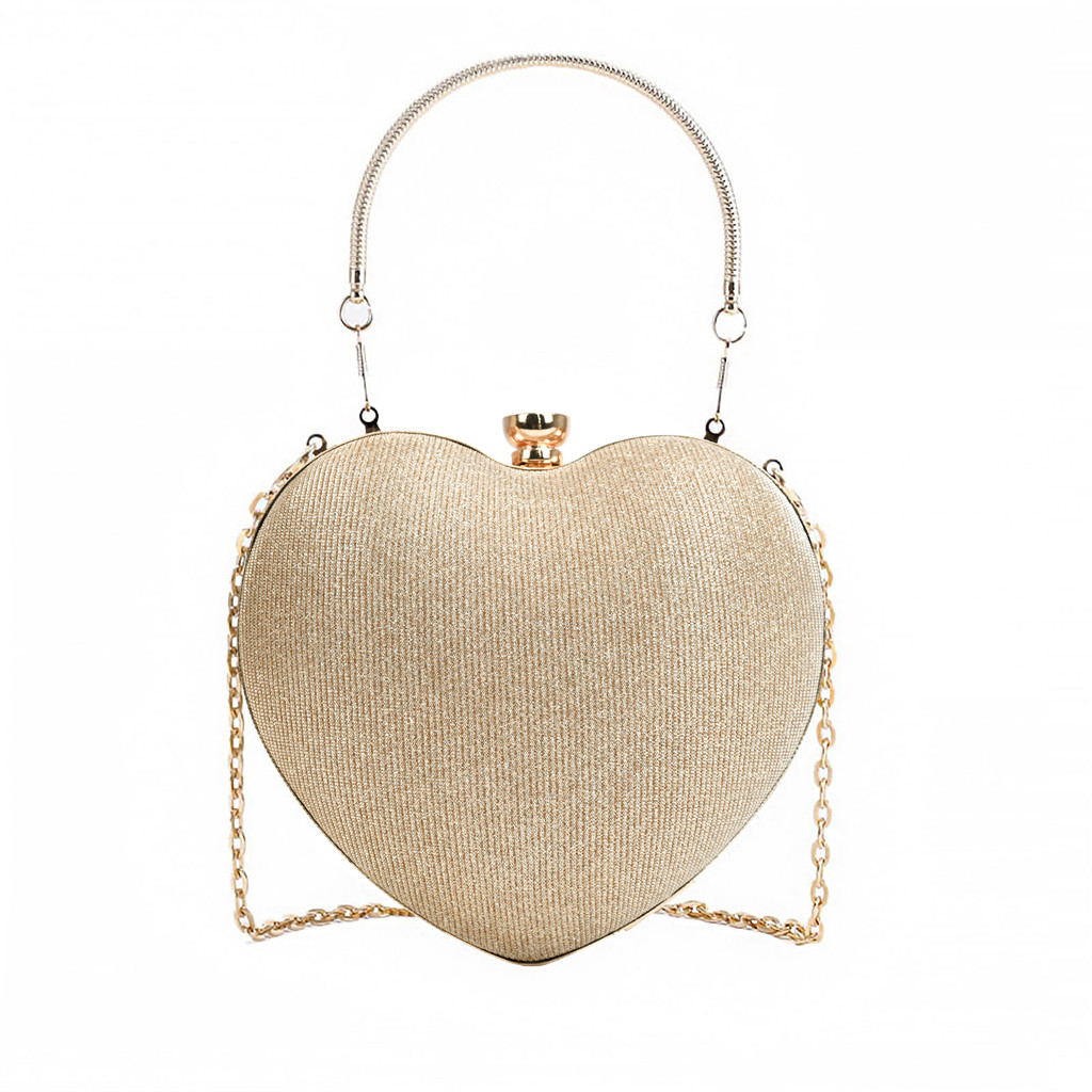 Bolsa Clutch Feminina Coração 2 em 1 com Corrente Removível para ...