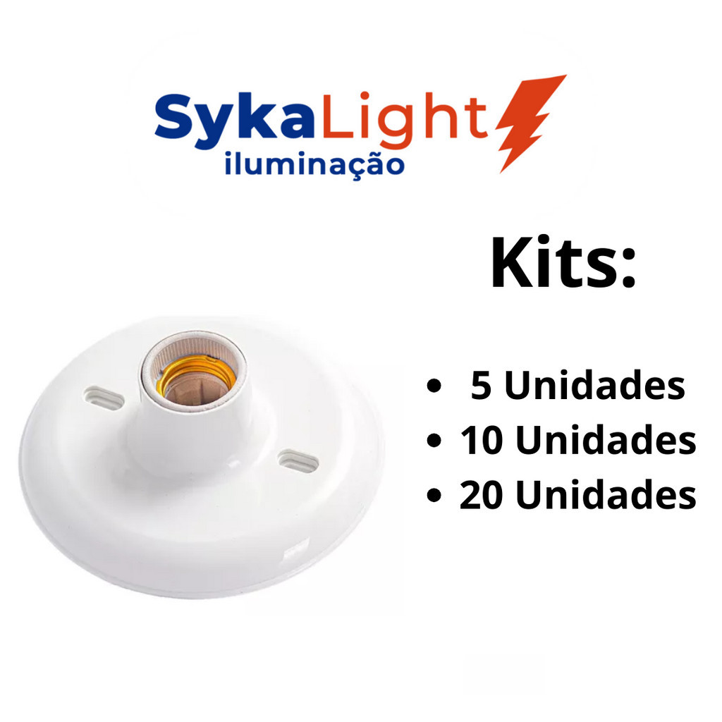 Kit 5, 10 e 20 Luminária Plafon de Plástico 1 Lâmpada E-27 - Syka Light ...