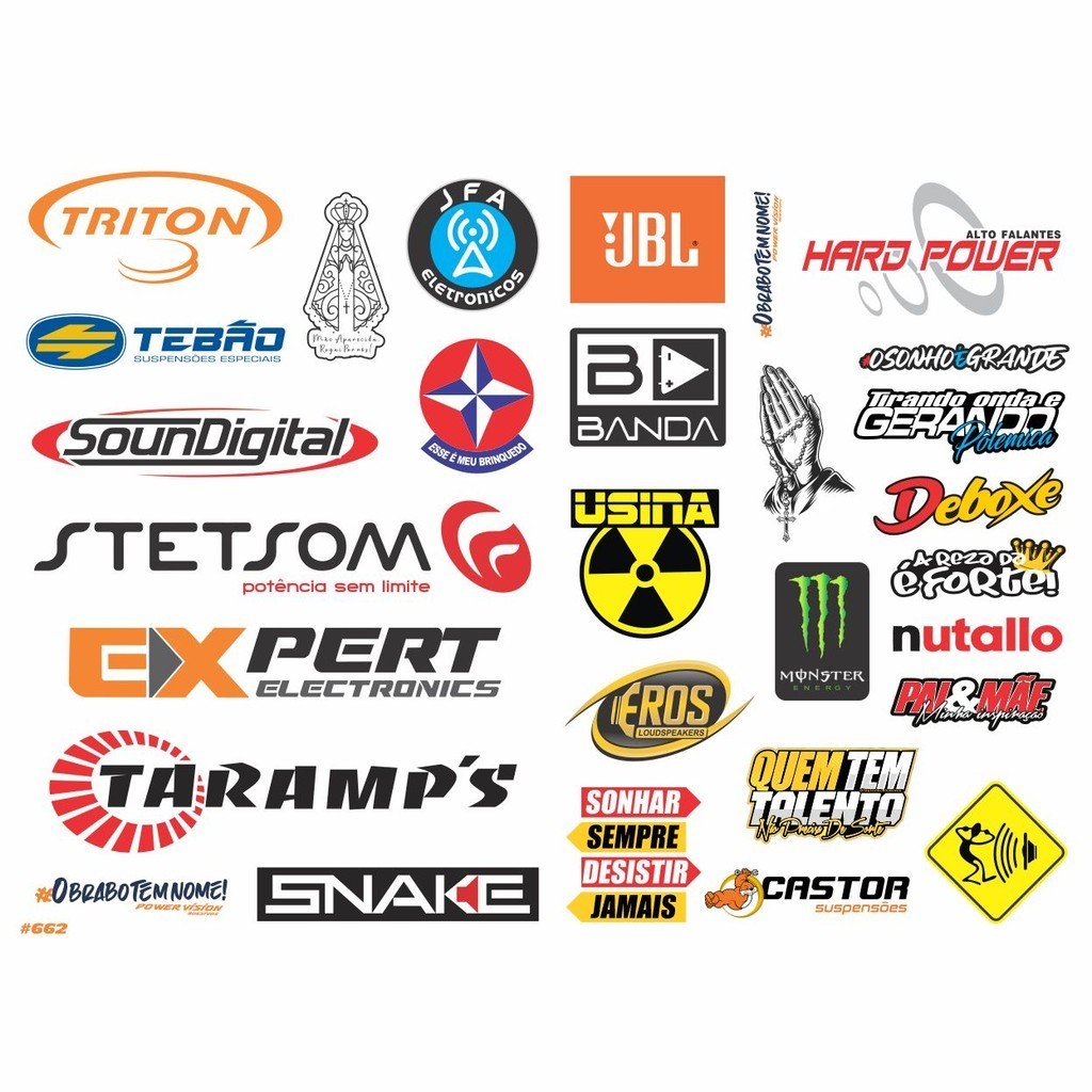 Cartela De Adesivos Som Automotivo Carro Rebaixado 28unid | Shopee Brasil