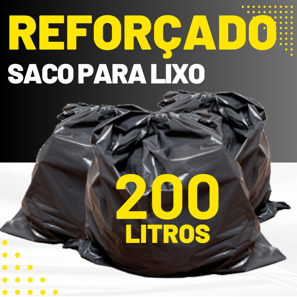 Saco para lixo 200 Litros, PRETO, saco de lixo, saco plástico REFORÇADO ...