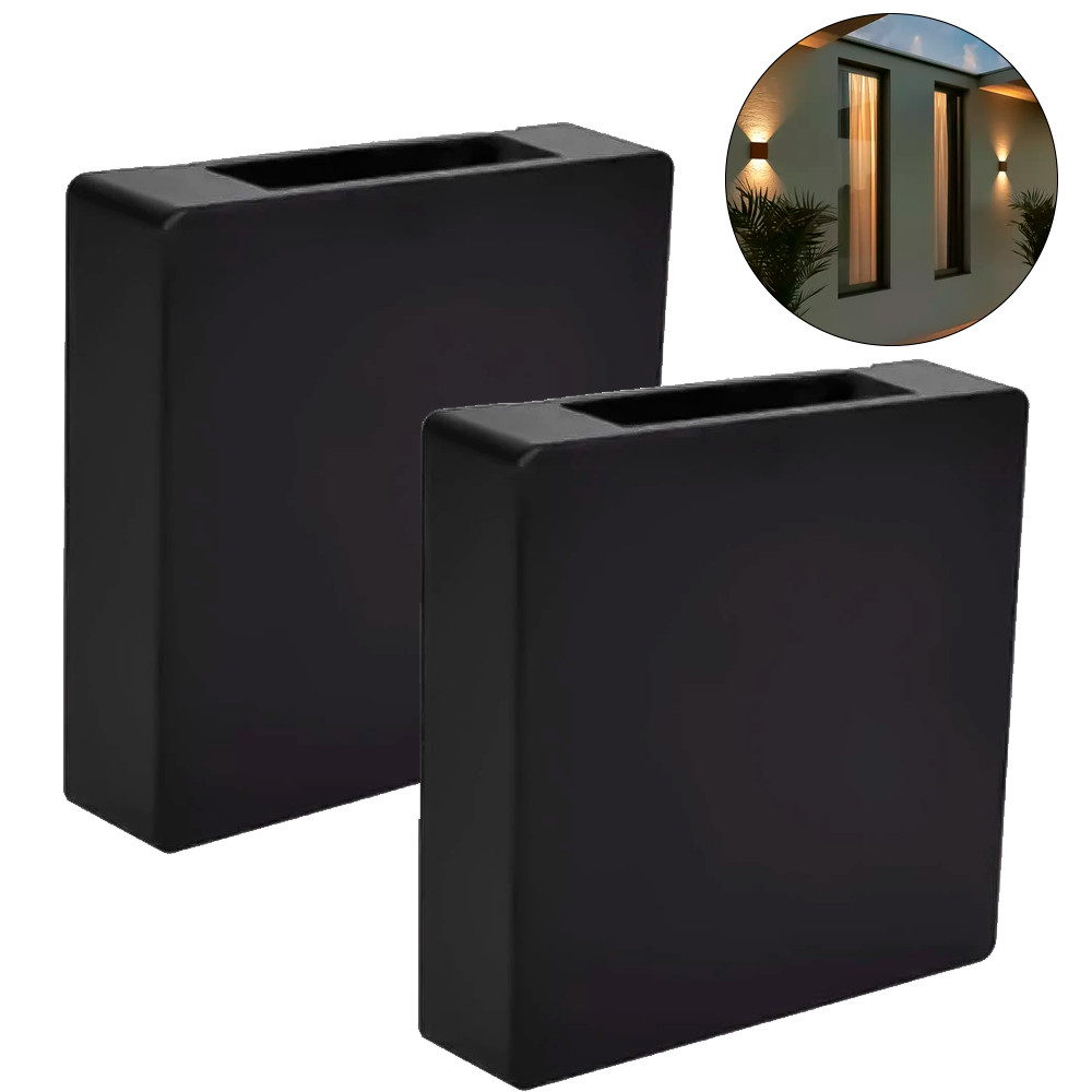 Kit 2 Luminária Arandela Clean Led Quadrada 2 Facho 3W 3000k Bivolt Abs 12cm Ilumina Jardim ...