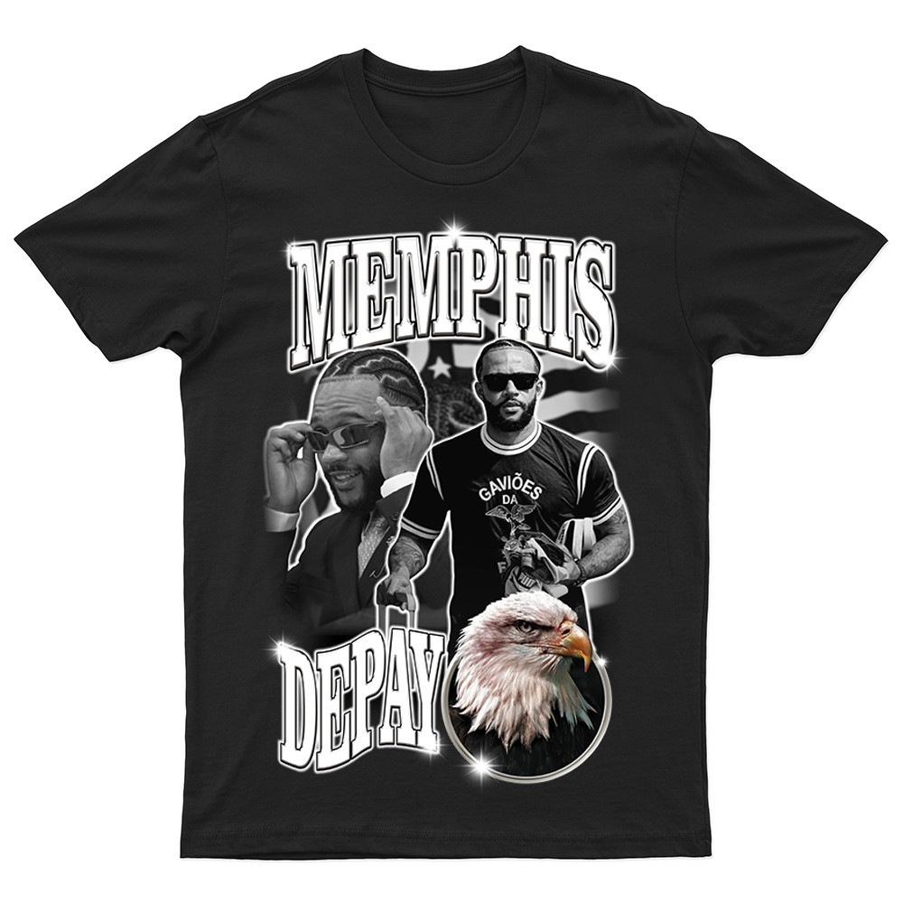 Camiseta Bootleg Memphis Depay Jogador Graphic Tee Unissex 100% Algodão ...