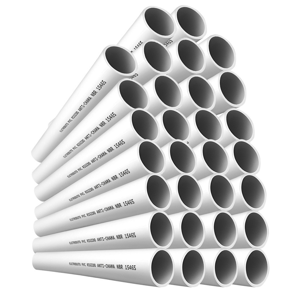 Kit 30 Unidades Conduite Eletroduto Branco de Sobrepor 1 Polegadas ...