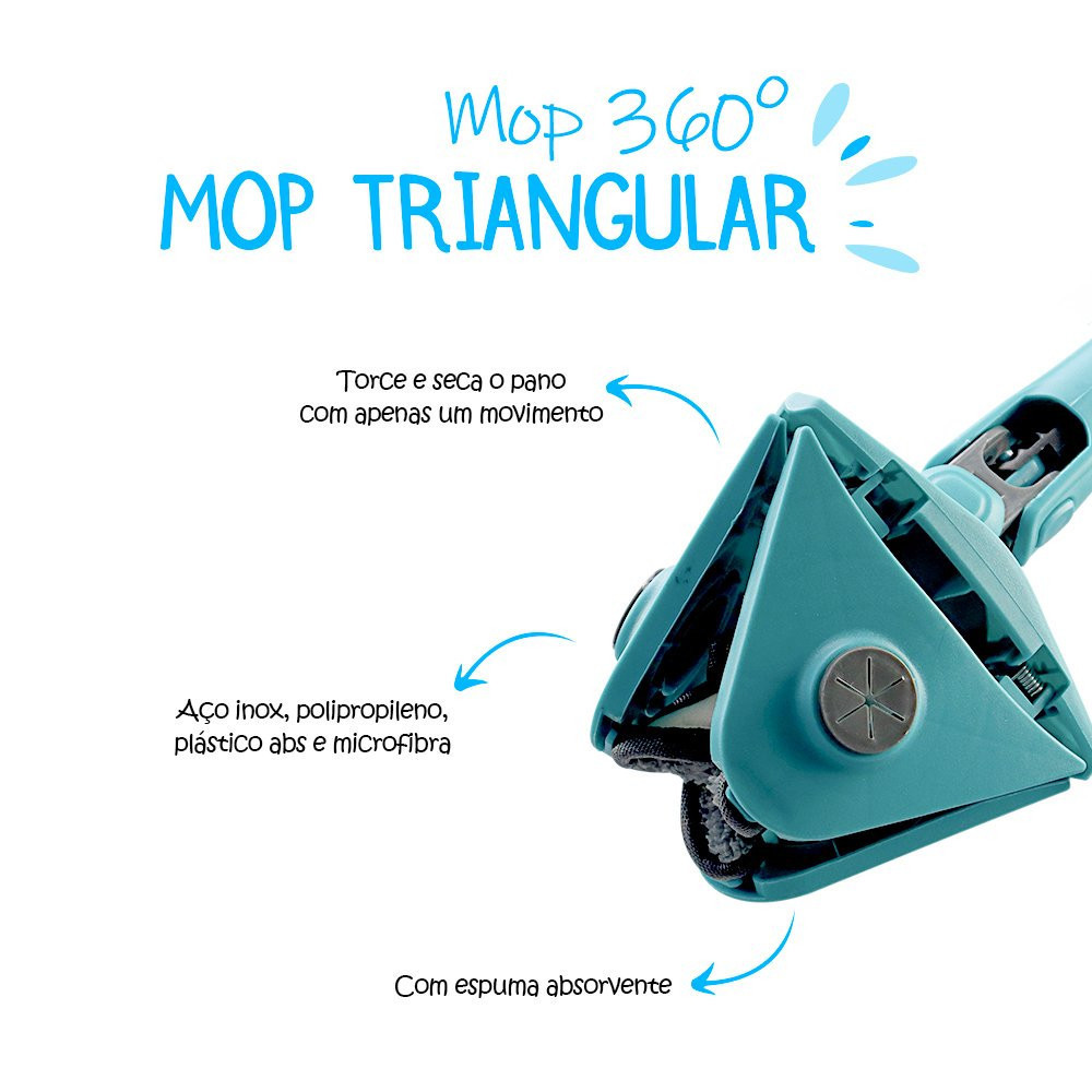 Esfregao Rodo Limpeza Triangulo Mop Giratorio 360° Rodo Mope | Shopee Brasil