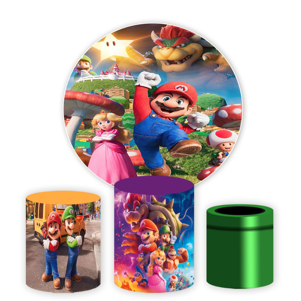 Kit Painel Em Tecido Redondo+capa Cilindro Mario Bros | Shopee Brasil