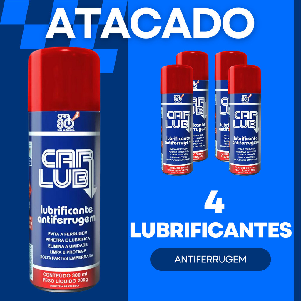 Kit 4 Desengripante Antiferrugem Lubrificante Multiuso Car Lub Car 80 ...