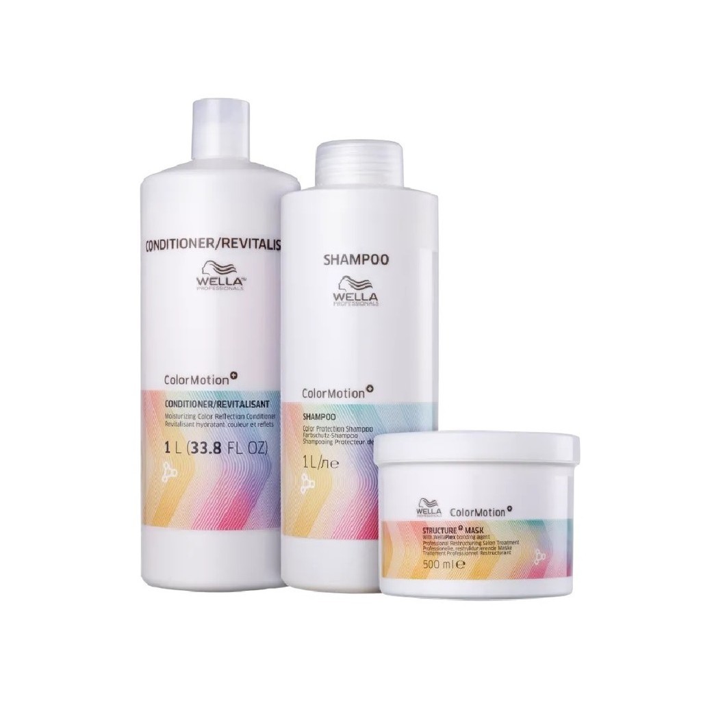 Wella Prof Color Motion+ Shamp 1L + Cond 1L + Masc 500ml | Shopee Brasil