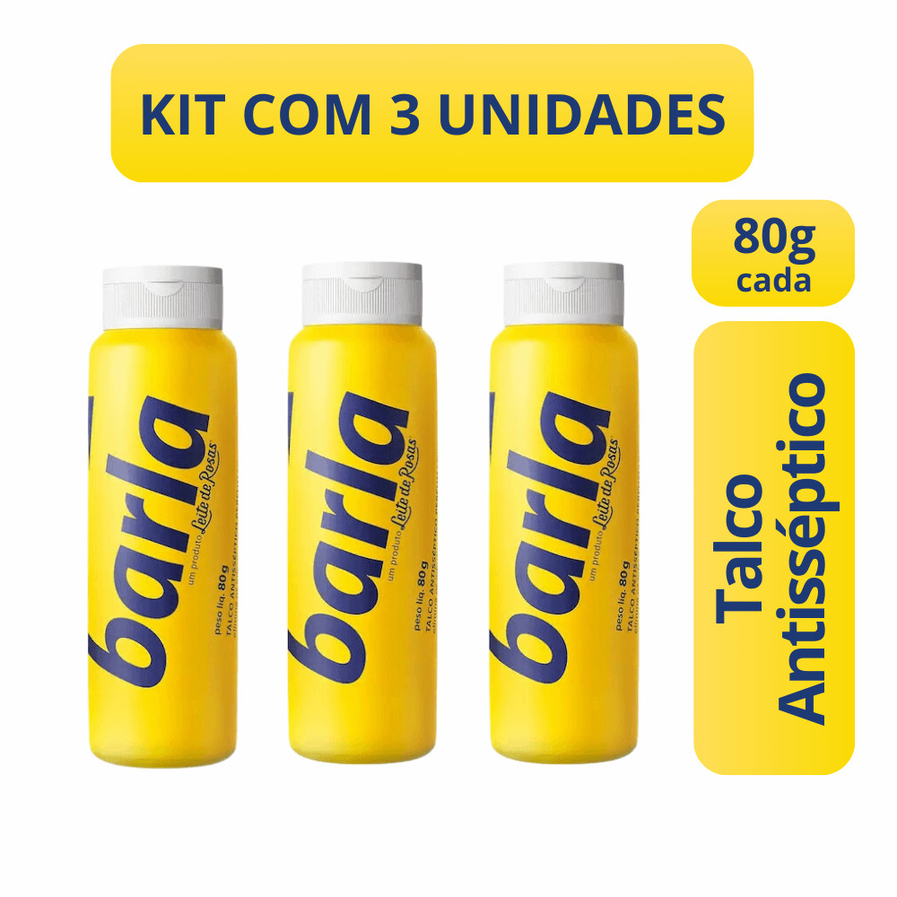 Kit c/3 Talco Barla Antisséptico 80g | Shopee Brasil