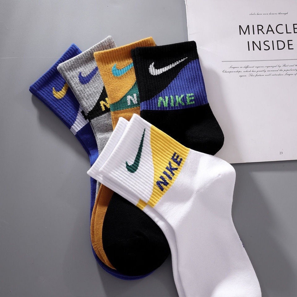 Kit 5 Pares Masculinas Meia cano medio De Moda Esportivas Algodão Meias ...