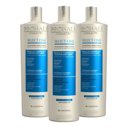 Kit 3 Progressiva Select One Prohall Sem Formol 1 Litro | Shopee Brasil