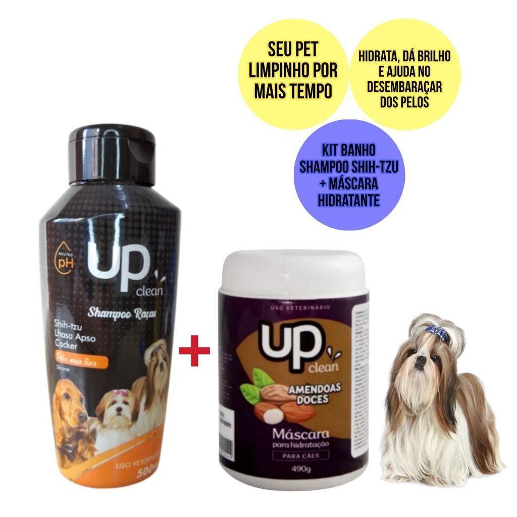 Kit Shampoo Mascara Hidratação Cachorro Pet Shampoo Raças Shih-tzu ...